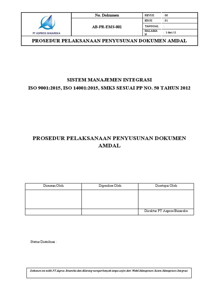 Prosedur Pelaksanaan Penyusunan Amdal | PDF