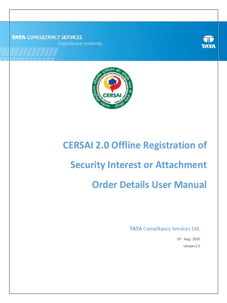 CERSAI 2.0 Offline Registration of Security Interest or Attachment ...