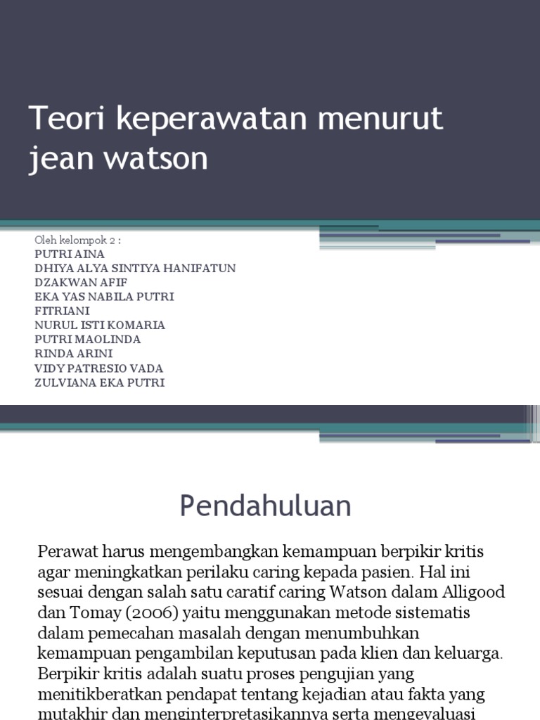 TEORI KEPERAWATAN MENURUT JEAN WATSON | PDF