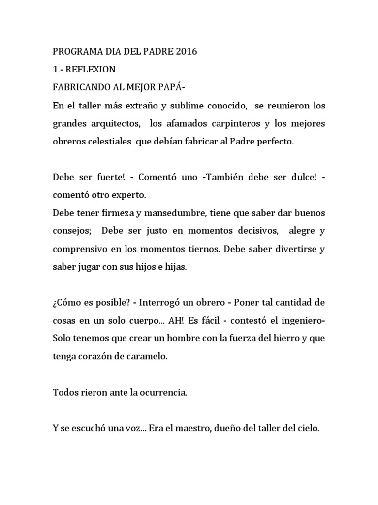 Programa Dia Del Padre 2016 | Descargar gratis PDF | Amor