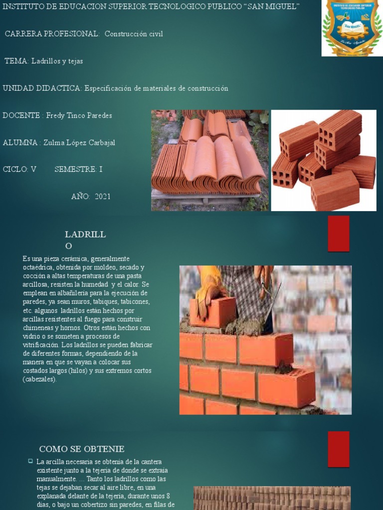 Tipos de Ladrillos y Tejas en Construcción | PDF | Ladrillo | Elementos ...