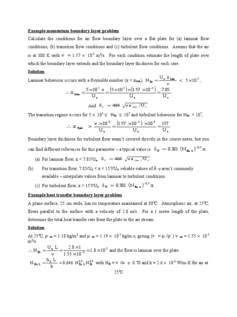 Example momentum boundary layer problem: 10 5 ν x U N 7.85 U 10 1.57 10 5 U ν 10 5 x | PDF ...