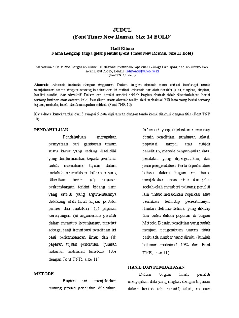 Template Artikel STKIP BBM | PDF