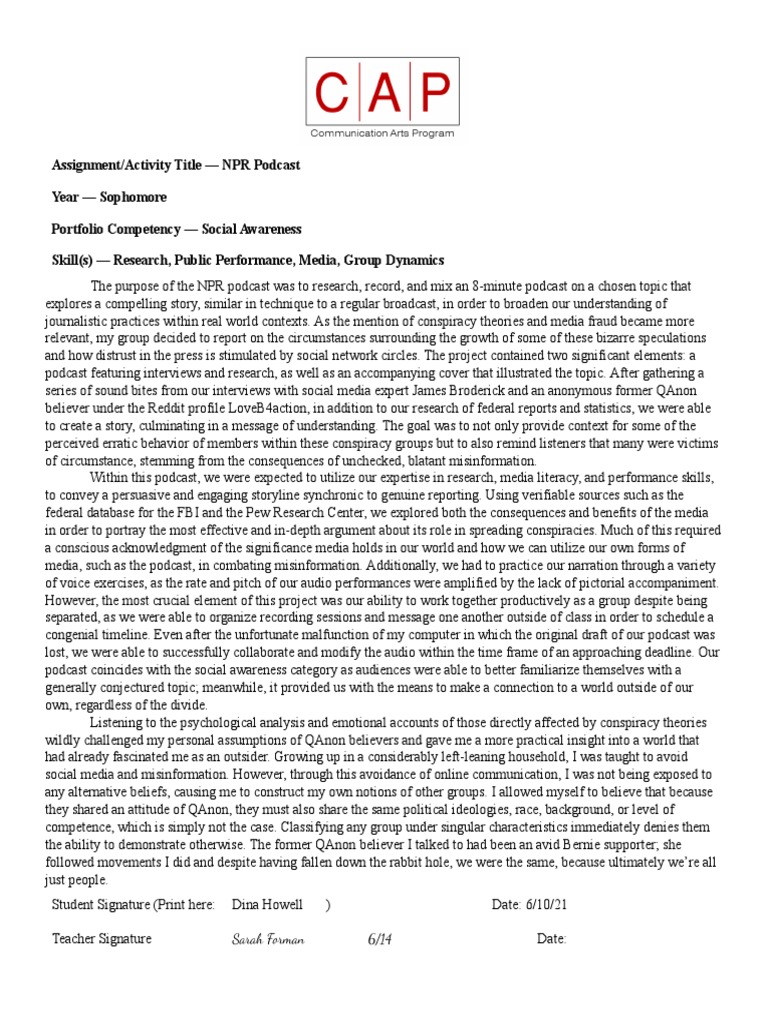 CAP Portfolio: Social Awareness | PDF | Expert | Social Media