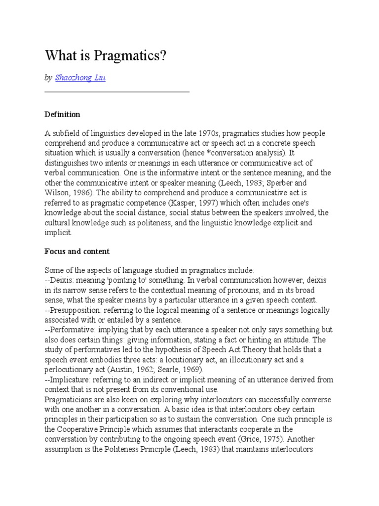 What Is Pragmatics | PDF | Second Language Acquisition | Linguistics