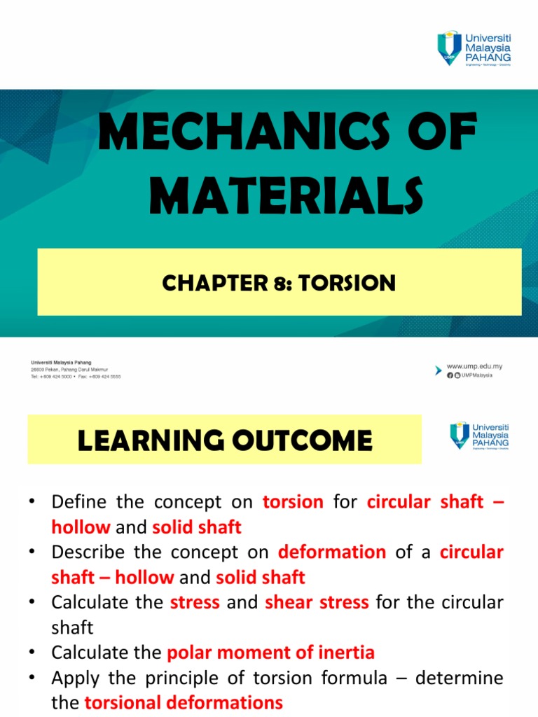 Mechanics of Materials: Chapter 8: Torsion | PDF | Stress (Mechanics) | Torque