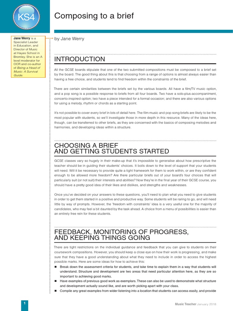 GCSE Music Composition Guide | PDF | Song Structure | Chord (Music)