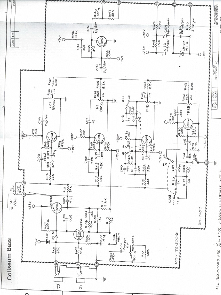 Sunn Coliseum Bass Amplifier Schematic | PDF