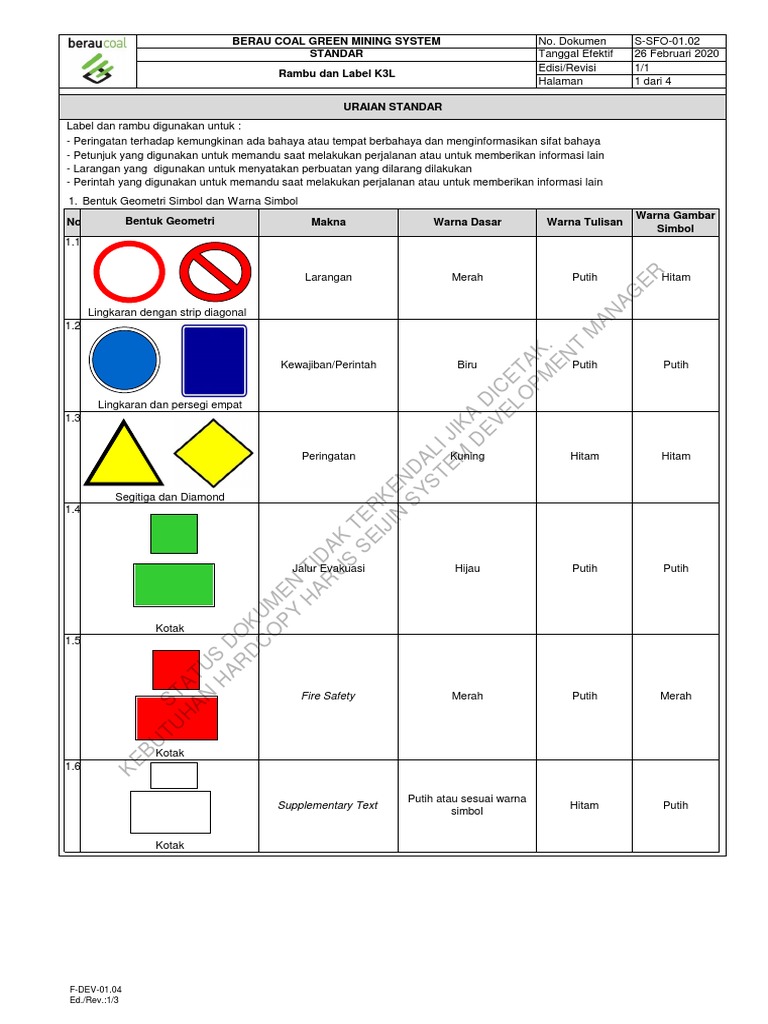 S-SFO-01.02 - S Rambu Dan Label K3L | PDF