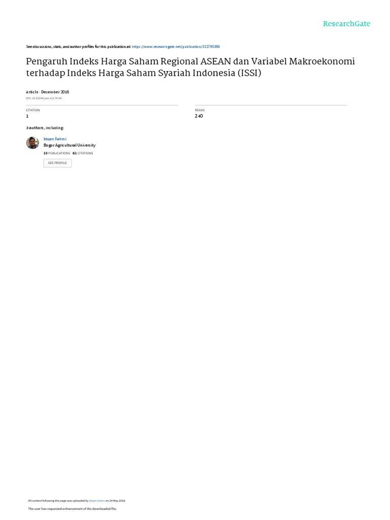 Pengaruh Indeks Harga Saham Regional ASEAN Dan Variabel Makroekonomi Terhadap Indeks Harga Saham ...