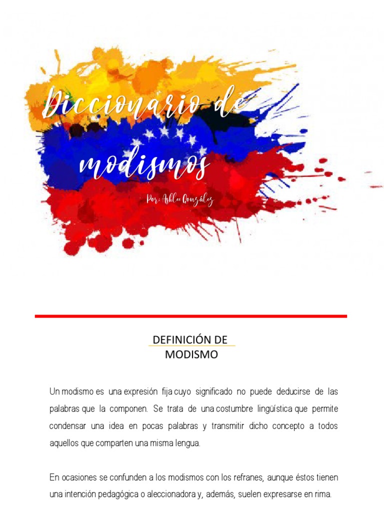Diccionario de Modismo Venezolano | PDF | Diccionario | Idiomas