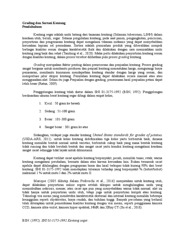 Grading Dan Sortasi Kentang | PDF