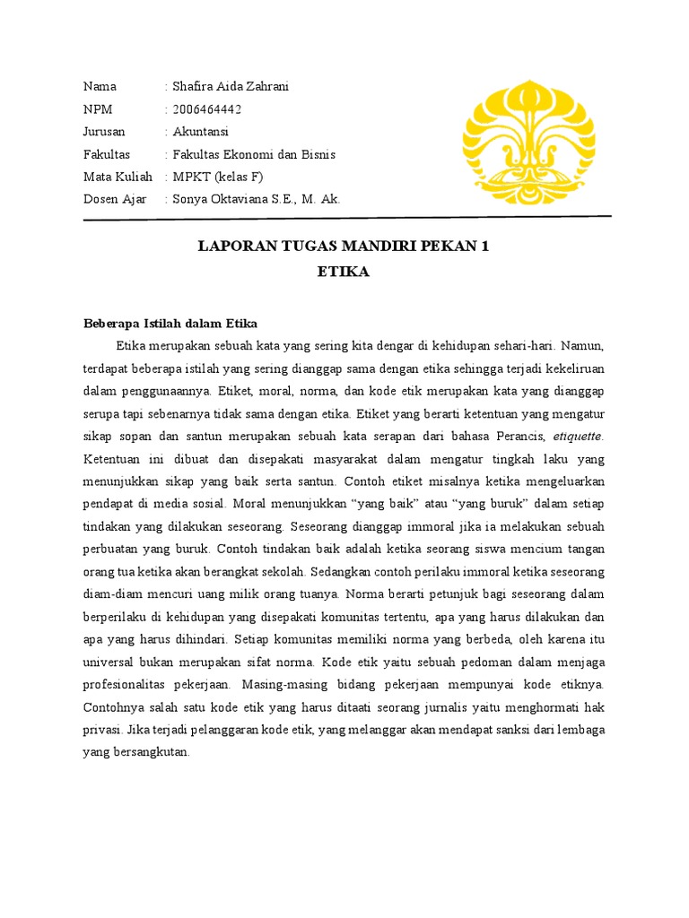 LTM MPKT Pekan 1 - 4.1-4.3.2 - Etika Part 1 | PDF