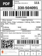 Sample of Shopee Way Bill | PDF