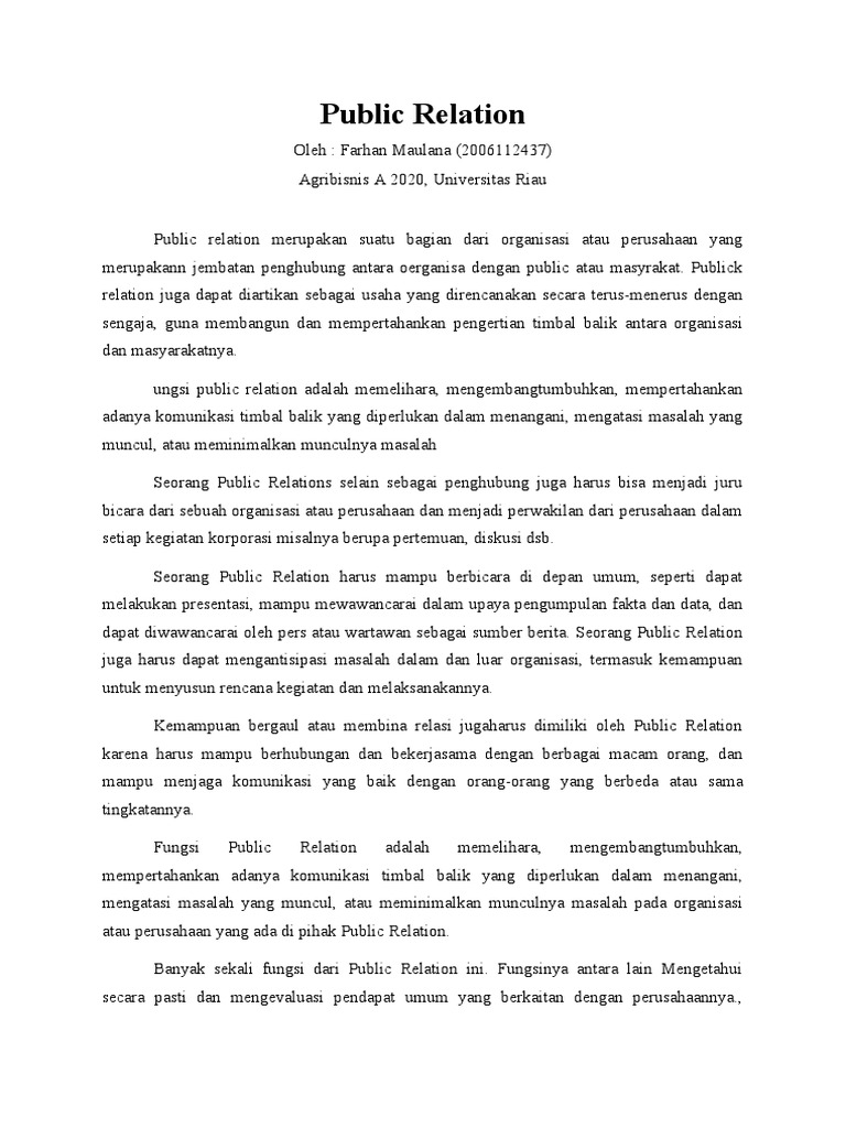 Peran dan Fungsi Public Relation | PDF | Bisnis