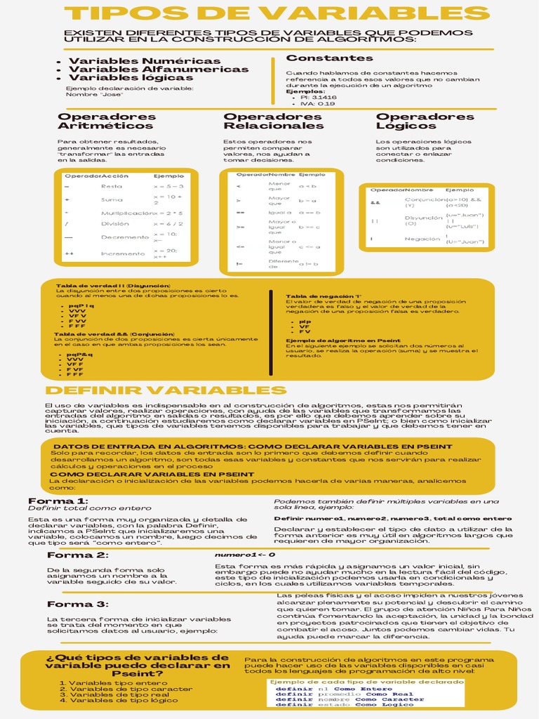 Declaración de Variables en PSeInt | PDF