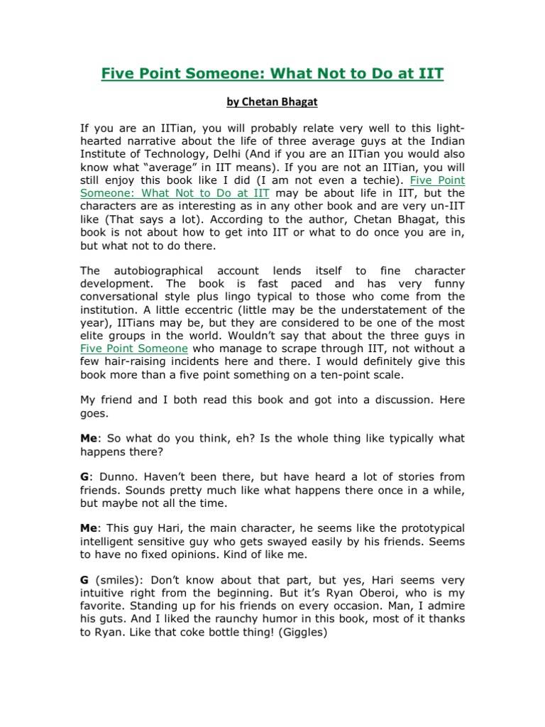 Five Point Someone: Book Review | PDF | Leisure