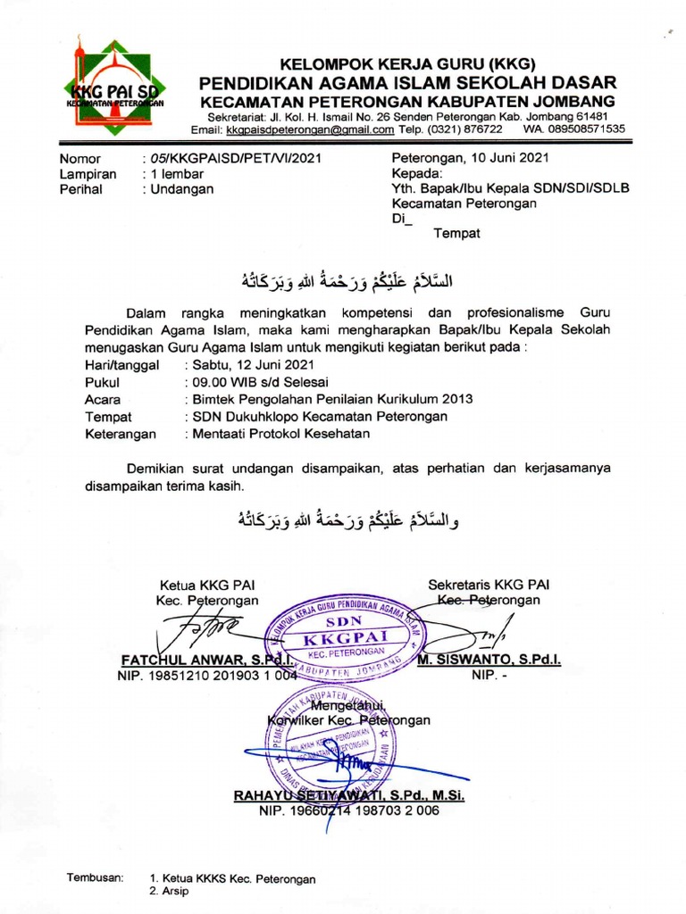 Contoh Undangan Kkg Pai Sd Pdf