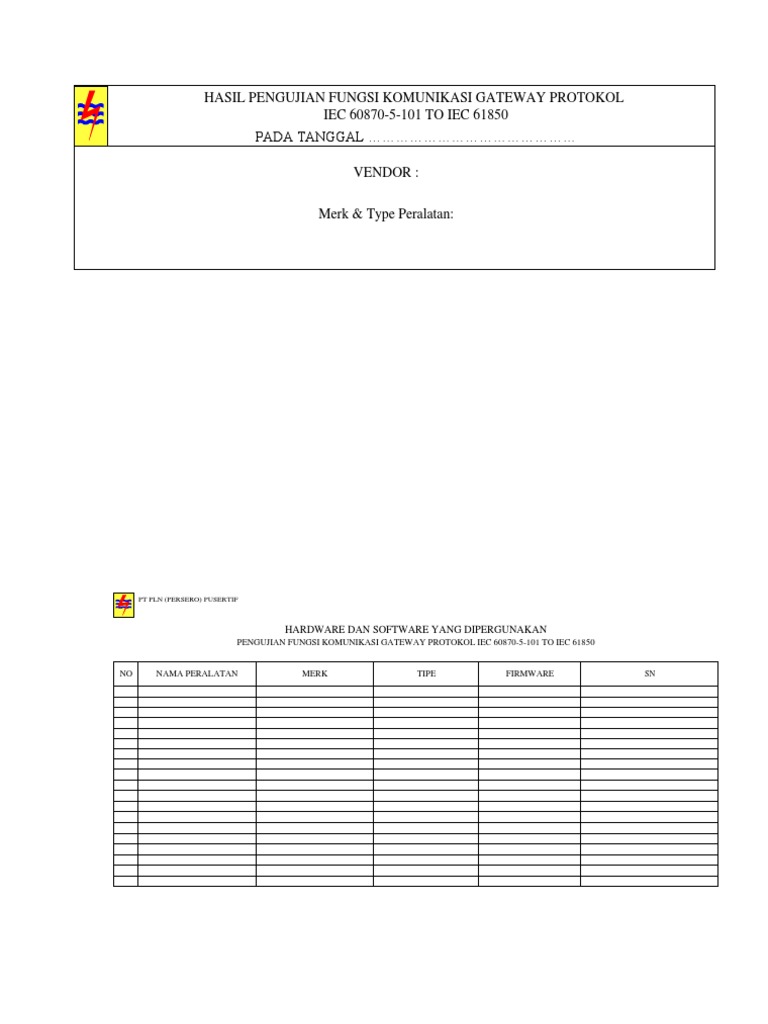 Form Uji Gateway IEC 60870-5-101 SPLN S4.006 2018 | PDF | International ...