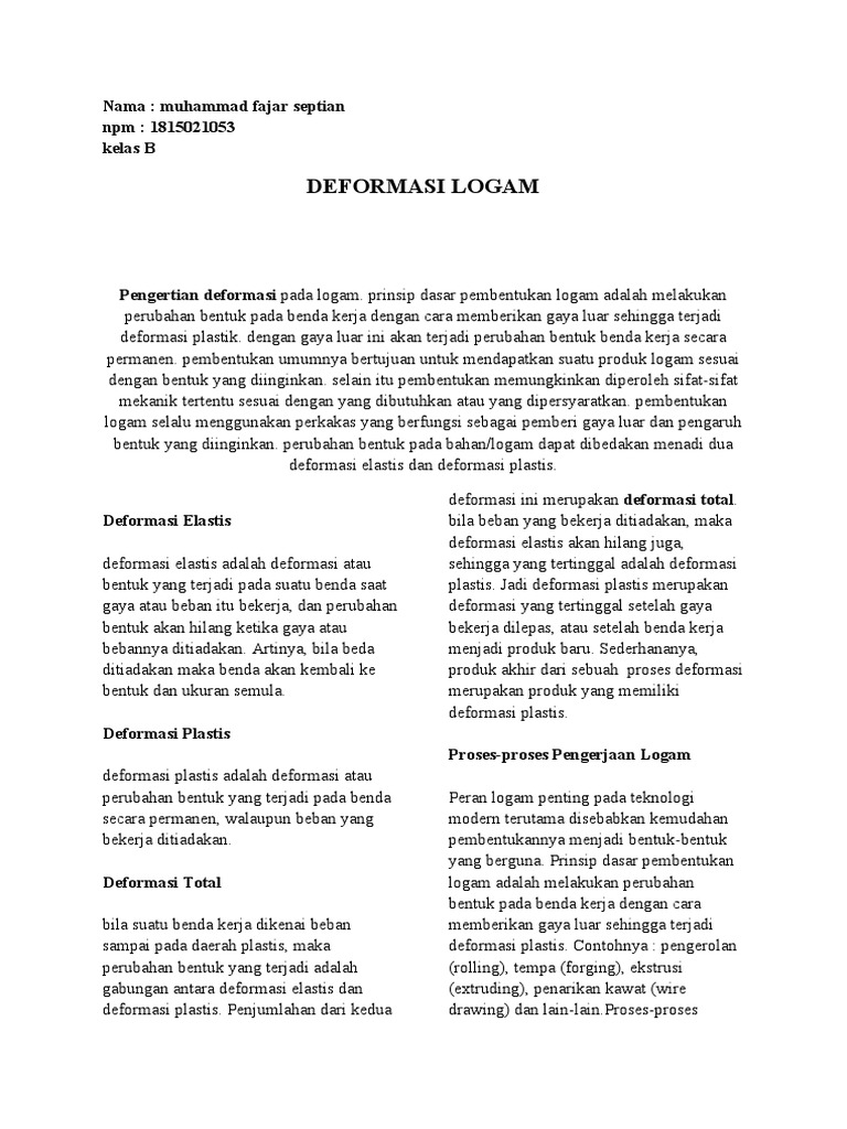 Muhammad Fajar Septian - TUGASMETFIS - Teknik Mesin B | PDF | Teknologi & Rekayasa