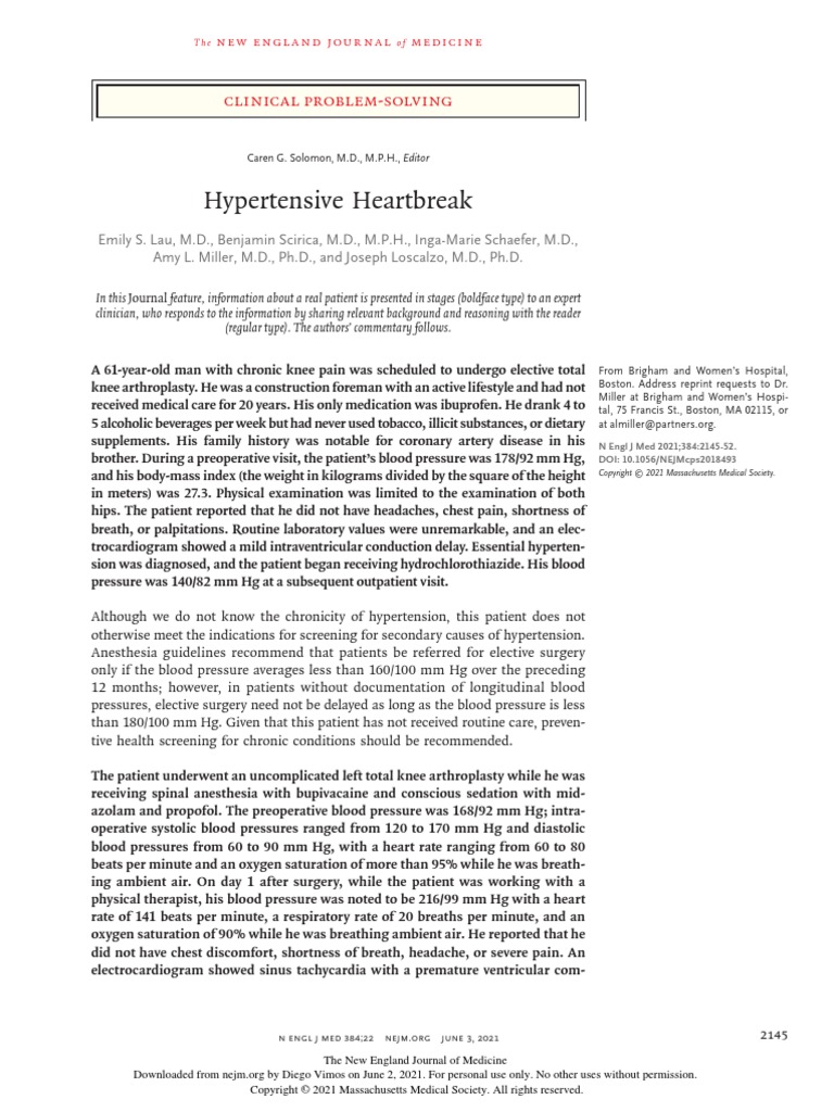 Hypertensive Heartbreak | PDF | Hypertension | Blood Pressure