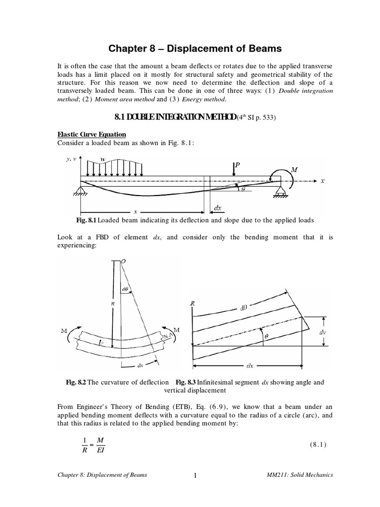 Displacement of Beams: 8.1 Double Integration Method | PDF | Bending ...