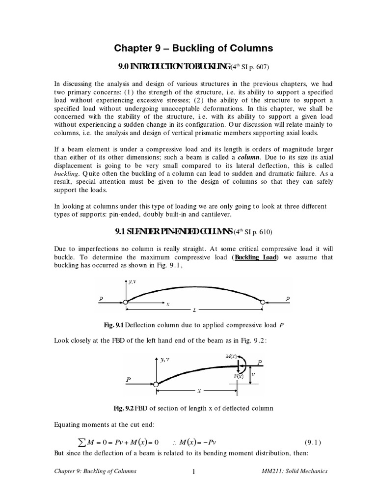 Chapter 9 - Buckling of Columns | PDF | Buckling | Column