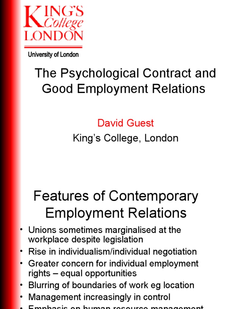 Psychological Contract in Employment Relations | PDF | Employment ...