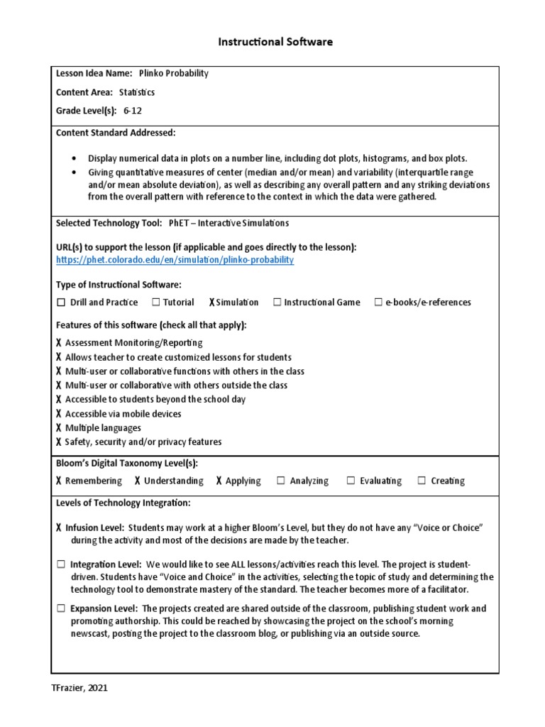 Instructional Software Lesson Plan | PDF | Simulation | Software