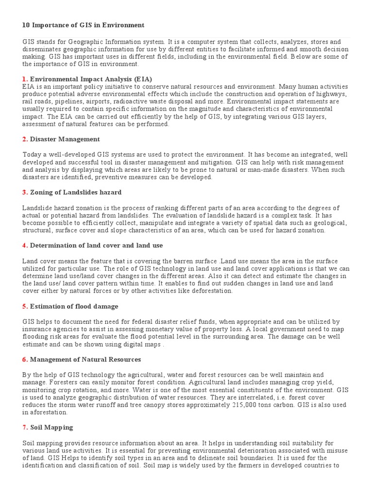 10 Importance of GIS in Environment | PDF | Geographic Information ...