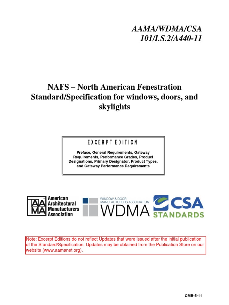 AAMA WDMA CSA 101 I S 2 A440 11 (Standard Specification For Windows ...