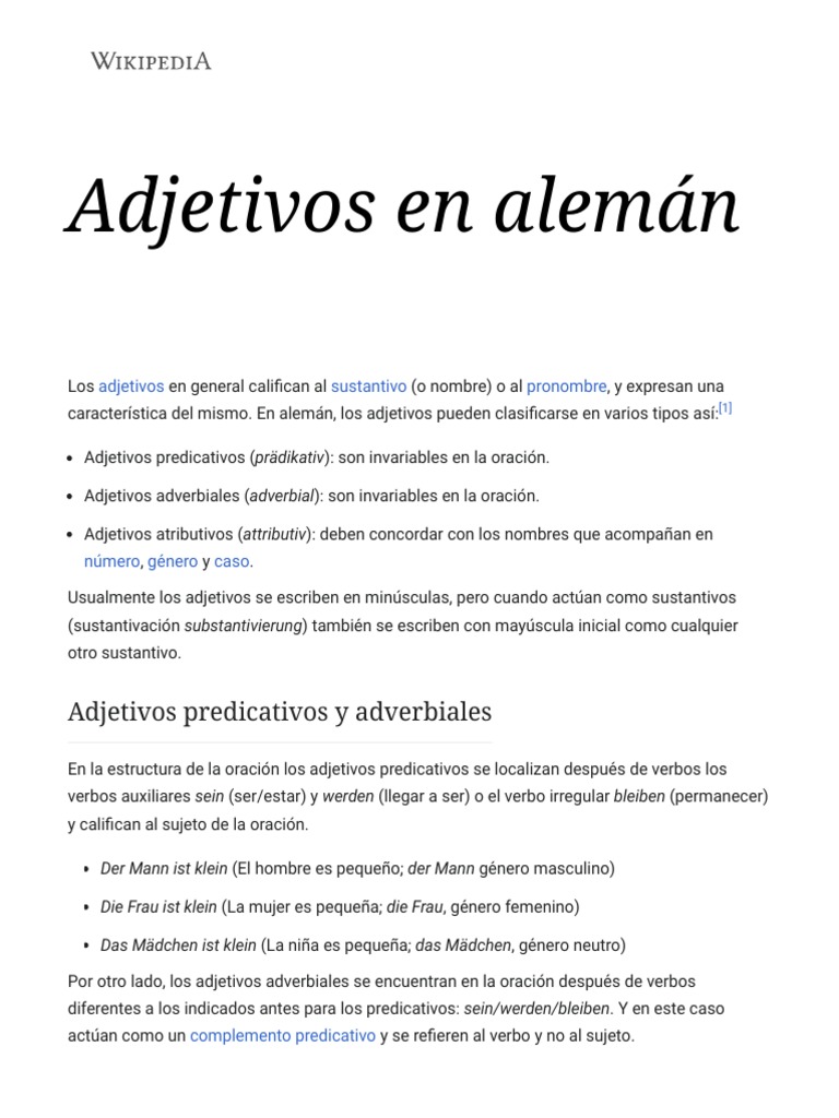 Adjetivos en Alemán | PDF | Género gramatical | Lingüística
