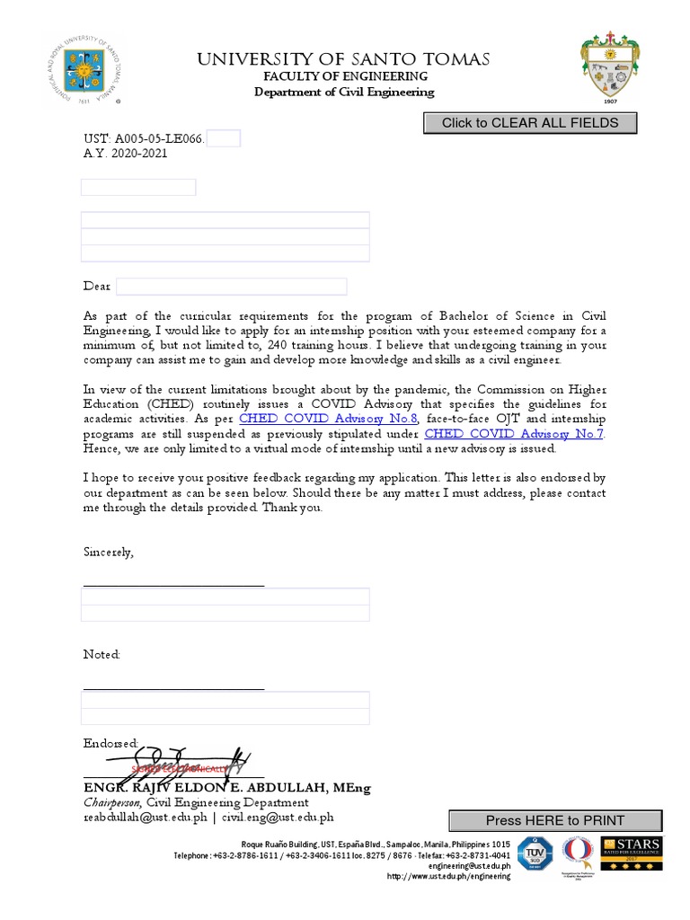 Internship Endorsement Letter | PDF