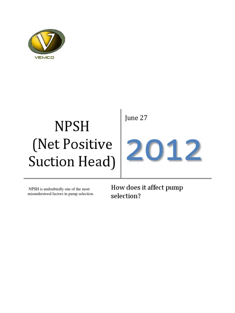 NPSH Net Positive Suction Head | PDF | Fluid Mechanics | Pressure