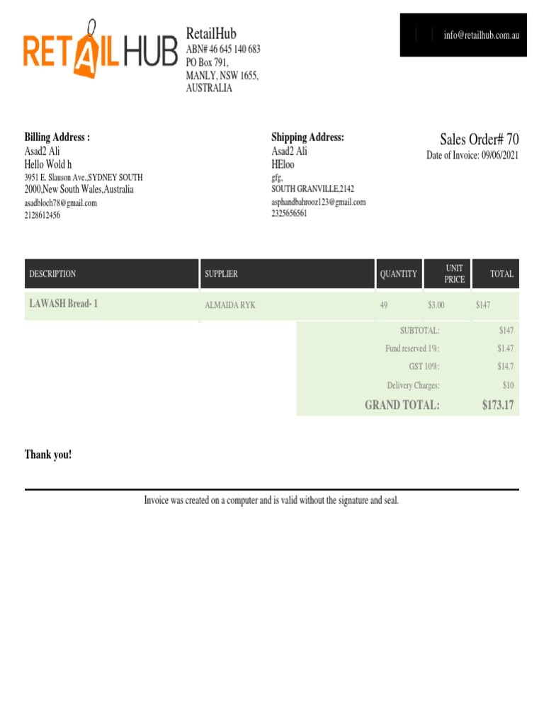 Australia Billing Address Example | PDF | Business