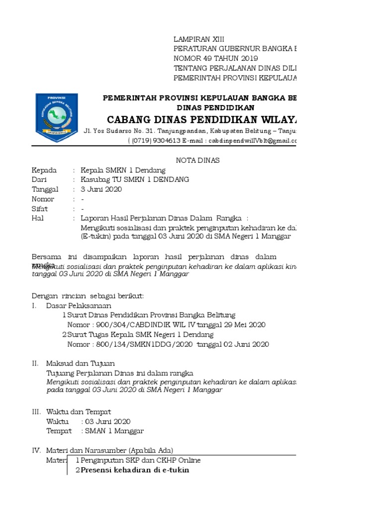 Contoh Laporan SPPD | PDF