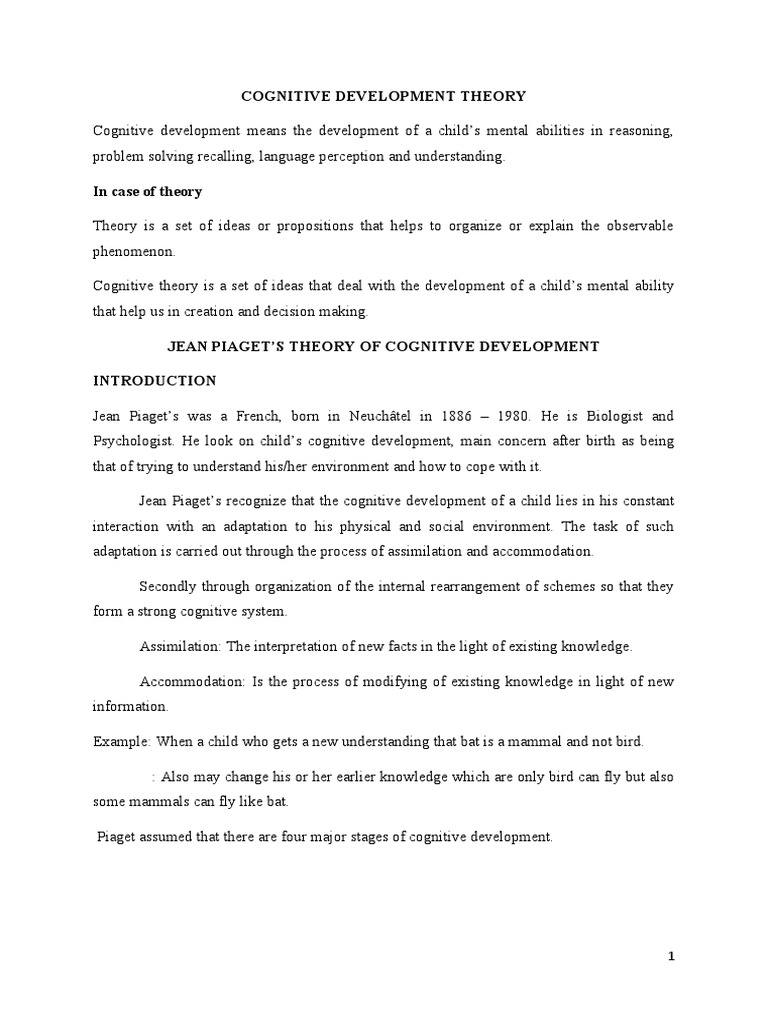 Cognitive Development Theory | PDF | Cognitive Development | Cognition