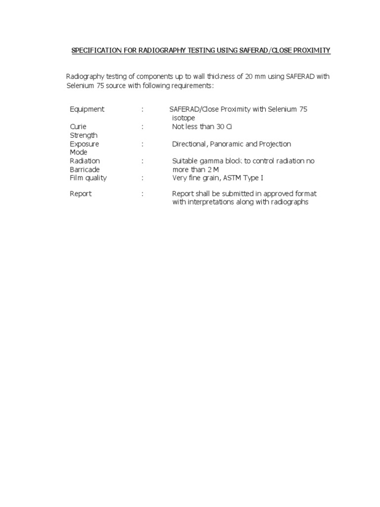 Radiography Testing with SAFERAD Isotope | PDF