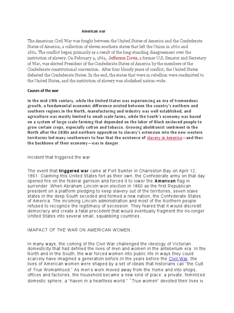American Civil War Overview and Impact | PDF