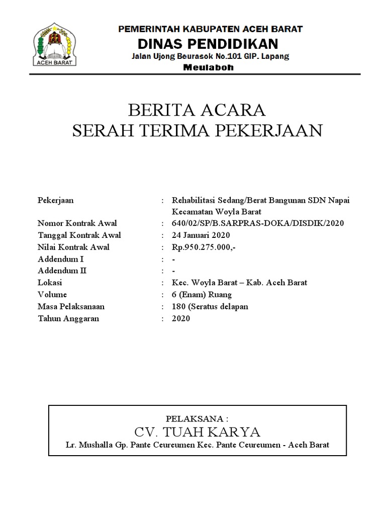 Berita Acara PHO-FHO PPK | PDF | Bisnis