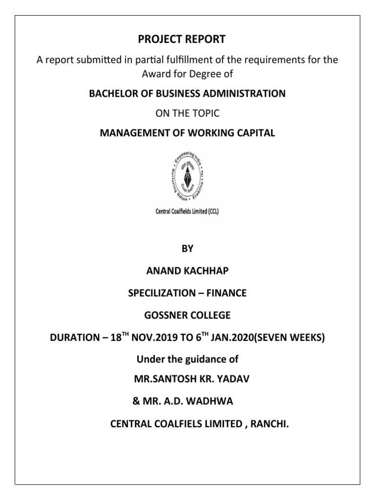 Project Sem6 | PDF | Working Capital | Cash Flow Statement