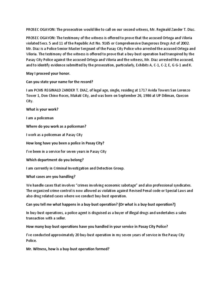 PRAC2 Questions For The Trial | PDF | Witness | Prosecutor