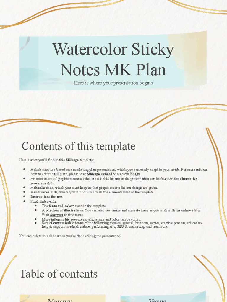 Watercolor Marketing Plan Template | PDF | Planets | Solar System
