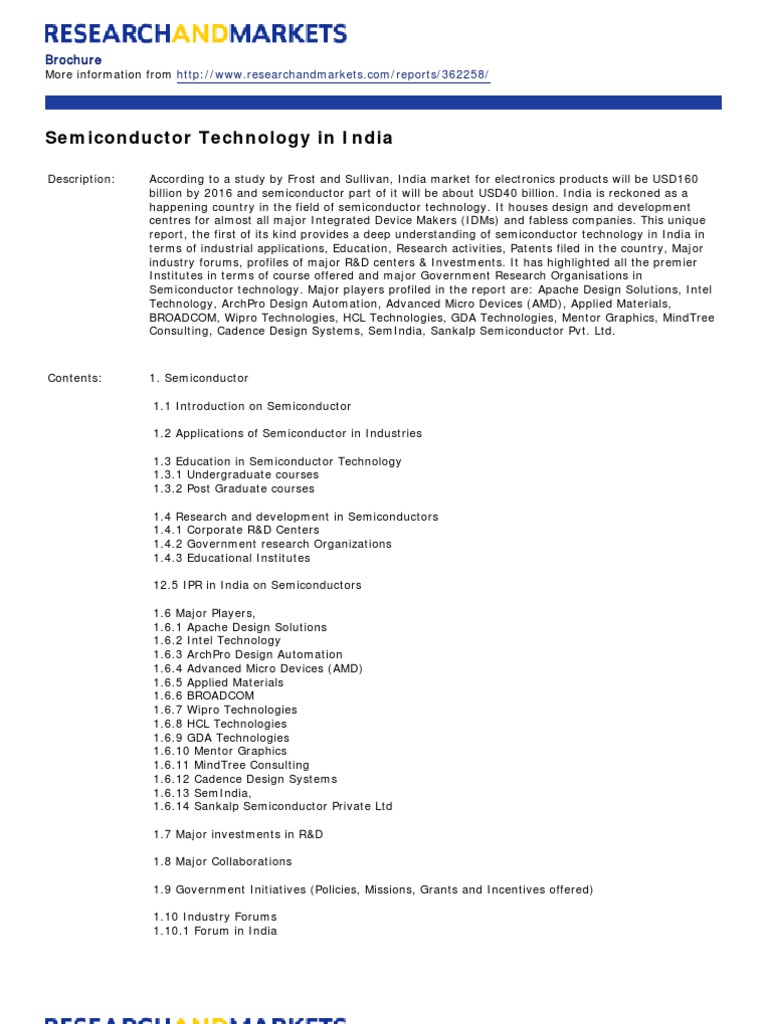Semiconductor Technology in India: Brochure | PDF | Credit Card ...