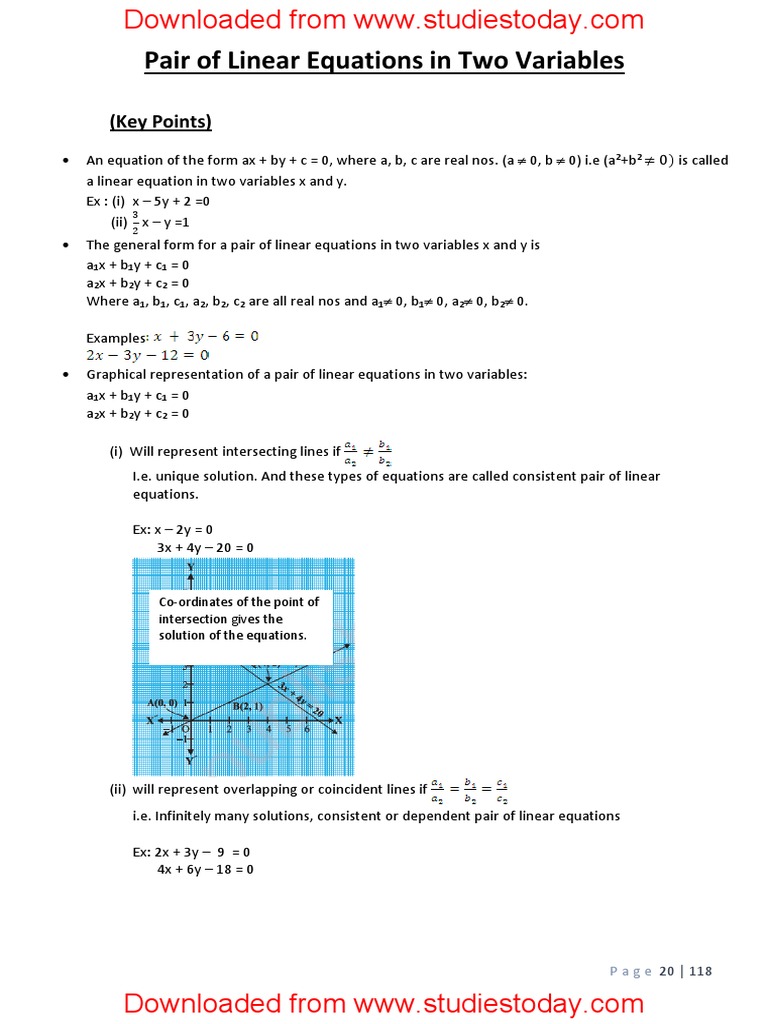 Linear Equations in 2 Variables Worksheet 7 | PDF | System Of Linear ...