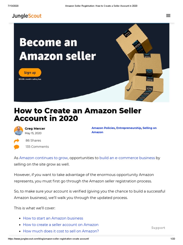 Amazon Seller Registration - How To Create A Seller Account Step by Step | PDF | Business Model ...
