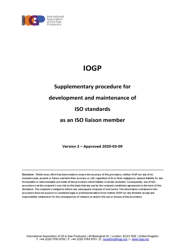 IOGP Supplemental Procedure For ISO Standards Development 20200309 1 ...