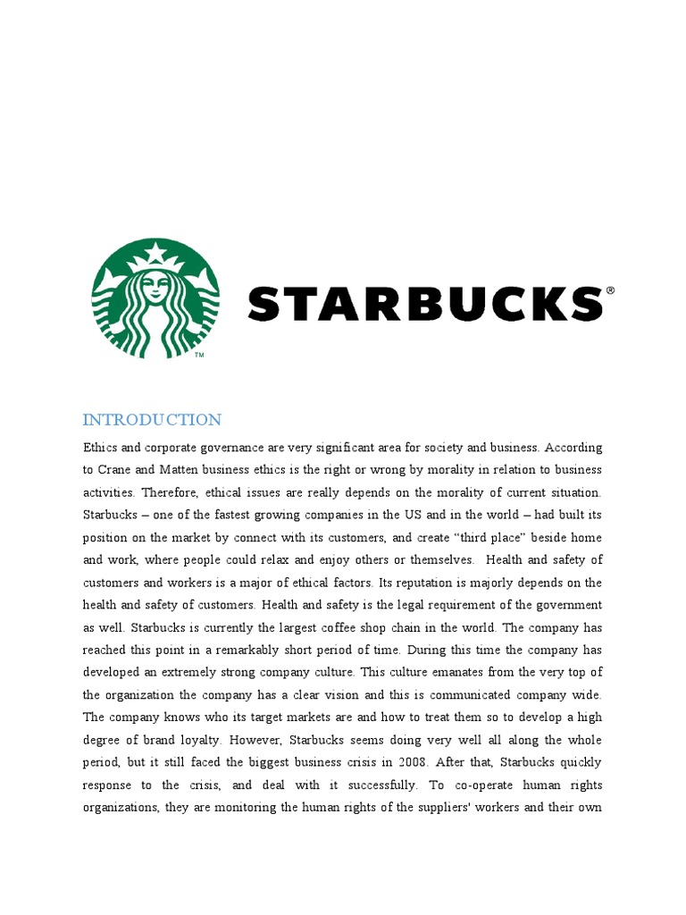 Starbucks Ethics and Governance Overview | PDF | Corporate Governance ...