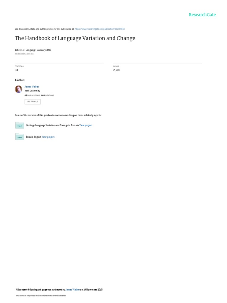 The Handbook of Language Variation and Change | PDF | Sociolinguistics ...