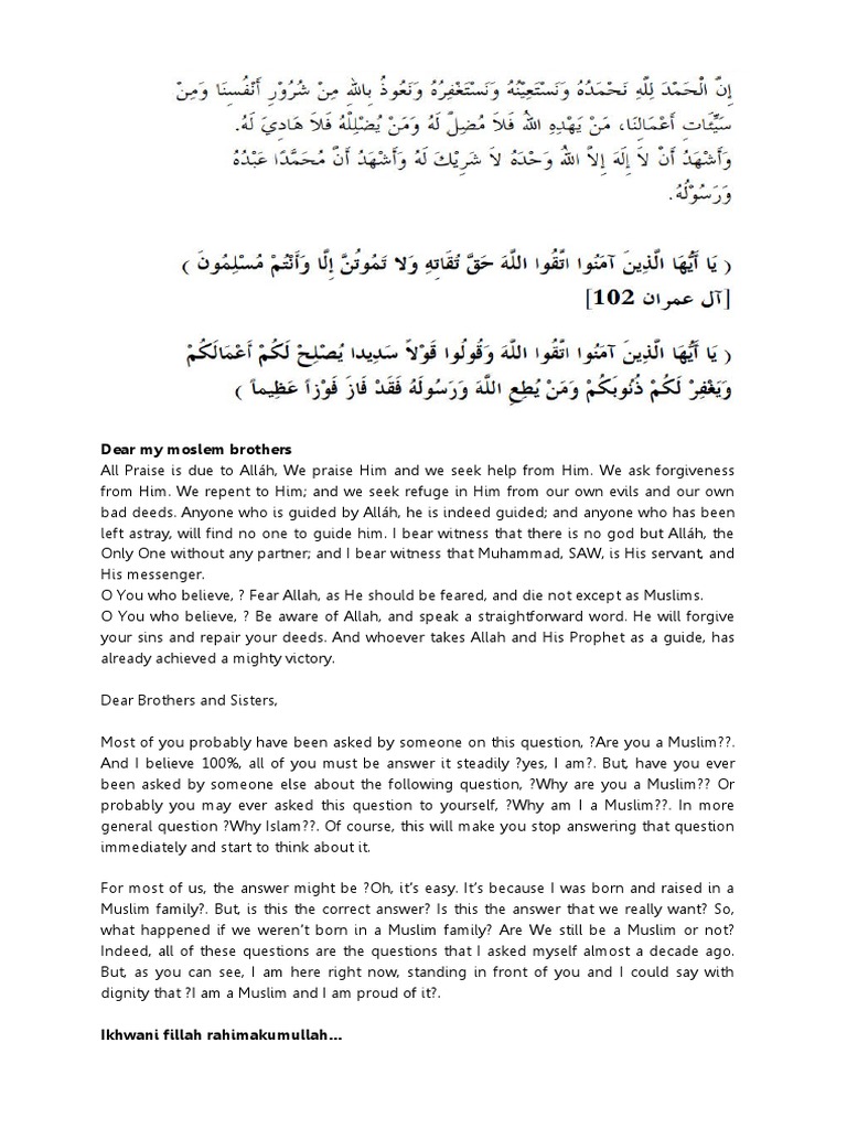 What Is Your Purpose of Life According Islam - Khutbah 29-12-17 | PDF ...